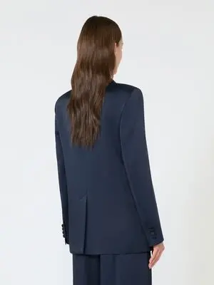 Max Mara Double-breasted Satin Blazer - Midnightblue