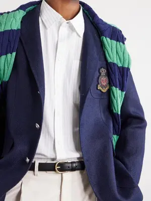 Polo Ralph Lauren Logo-embroidered Linen-hopsack Blazer - Blue