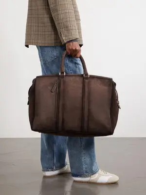 Officine Creative Quentin 009 Suede Weekend Bag - Brown