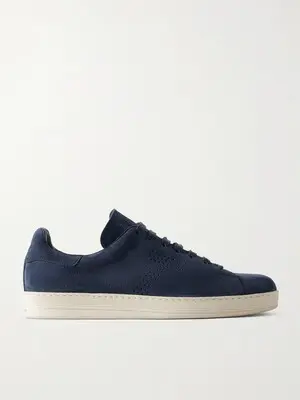 TOM FORD Warwick Perforated Suede Sneakers - Blue