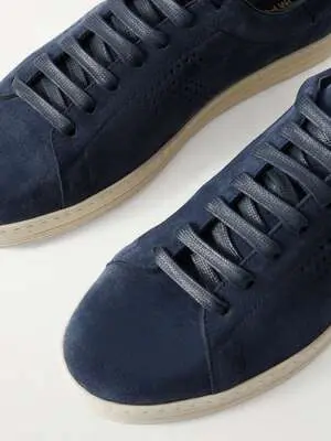 TOM FORD Warwick Perforated Suede Sneakers - Navy