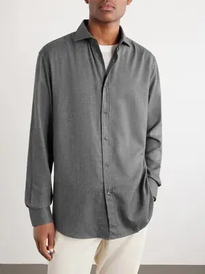 Brunello Cucinelli Herringbone Cotton And Lyocell-blend Shirt