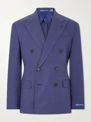 Polo Ralph Lauren Double-breasted Linen Suit Jacket - Blue
