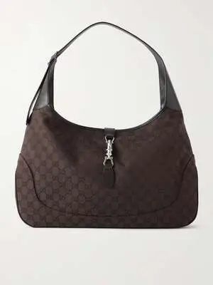 Gucci Jackie 1961 Gg Supreme-jacquard Leather-trimmed Canvas Tote Bag - Brown