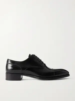 TOM FORD Elkan Burnished-leather Oxford Shoes - Black