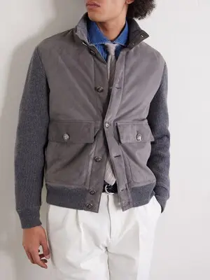 Brunello Cucinelli Suede And Knitted Cashmere Jacket