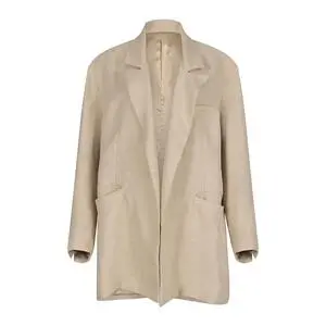 CLOTHES BY LOCKER ROOM Relaxed Textured Linen Silk Blend Coat - Brown
