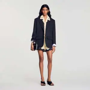 Sandro Mixed-material Satin Jacket - Black