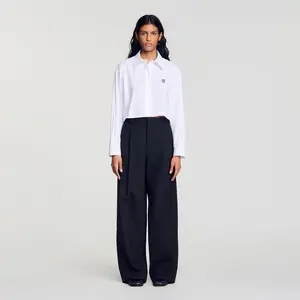 Sandro Striped High-waisted Wide-leg Trousers