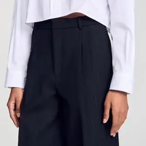 Sandro Striped High-waisted Wide-leg Trousers