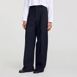 Sandro Striped High-waisted Wide-leg Trousers