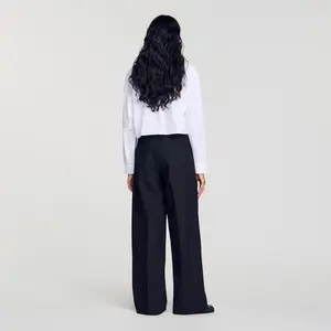 Sandro Striped High-waisted Wide-leg Trousers
