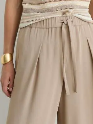 REISS Aimee Petite Drawstring Wide-leg Trousers - Neutral