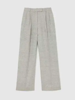 REISS Ezra Herringbone Linen-blend Straight-leg Suit Trousers