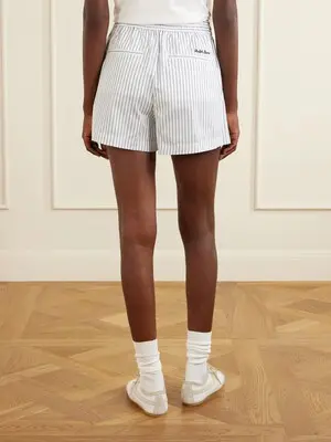 Polo Ralph Lauren Wimbledon Logo-embroidered Striped Cotton Shorts - Blue