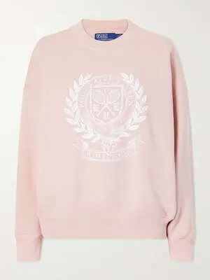 Polo Ralph Lauren Wimbledon Logo-printed Cotton-blend Jersey Sweatshirt - Pink