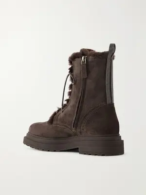 Brunello Cucinelli Embellished Suede Ankle Boots
