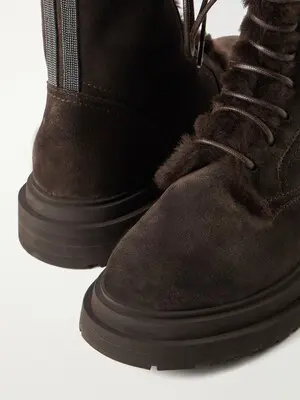 Brunello Cucinelli Embellished Suede Ankle Boots
