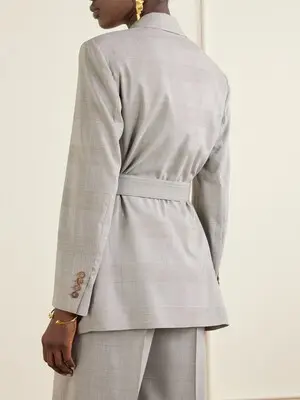 Max Mara Belted Checked Wool Blazer