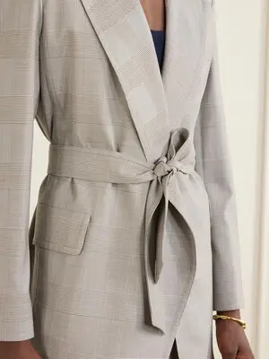 Max Mara Belted Checked Wool Blazer