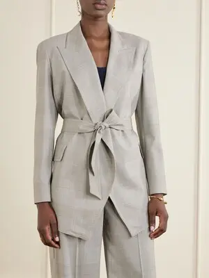 Max Mara Belted Checked Wool Blazer