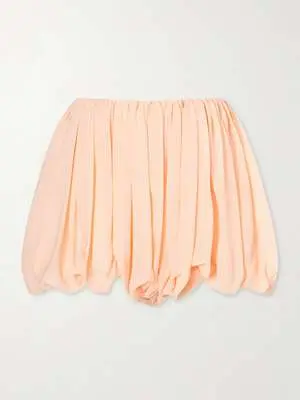Chloé Chloé Pleated Silk-Charmeuse High-Rise Shorts Peach