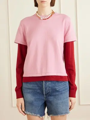 Guest In Residence Layer' Cotton, Cashmere And Silk-blend Shirt - Pink