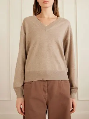 Brunello Cucinelli Cashmere V-neck Sweater - Brown