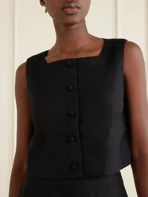 Posse Rio Linen Cropped Tank Top With Covered Buttons