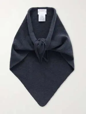 Brunello Cucinelli Bead-embellished Cashmere Scarf - Navy