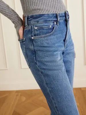 Victoria Beckham Leather-trimmed Low-waist Flared Jeans
