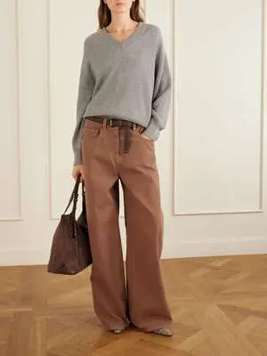Brunello Cucinelli Ribbed-knit Metallic Cashmere-blend Sweater