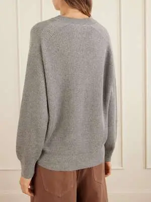 Brunello Cucinelli Ribbed-knit Metallic Cashmere-blend Sweater