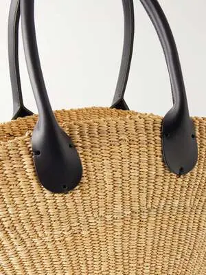 Muuñ Sophia Raffia Tote With Leather Trim - Neutral