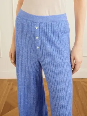 Guest In Residence Everywear Ribbed Cashmere And Linen-blend Wide-leg Pants - Blue