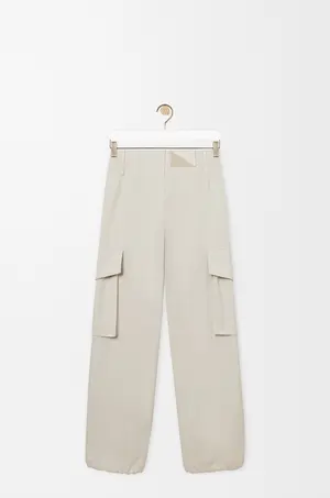Loewe Cargo Trousers In Cotton And Silk Gabardine - Ivory