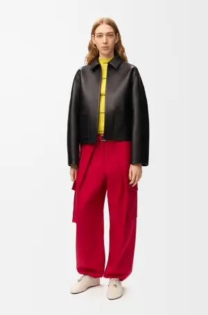 Loewe Cargo Trousers In Cotton And Silk - Red