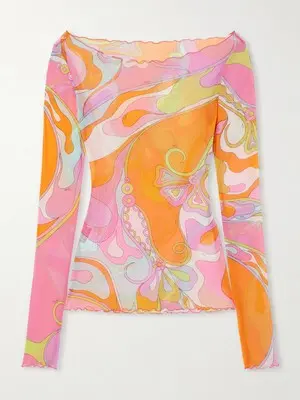 Emilio Pucci PUCCI Printed Tulle Blouse Pink