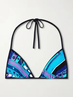 Emilio Pucci Printed Triangle Bikini Top - Blue