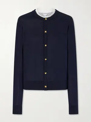 Bottega Veneta Silk Cardigan With Knot Detailing - Blue