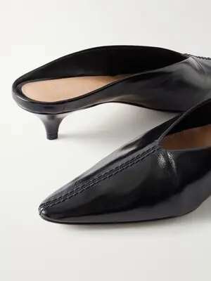 Bottega Veneta Vesta Leather Mules - Black