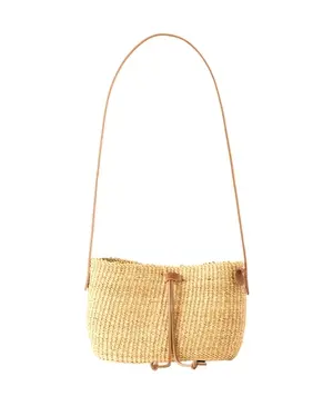 Muuñ Nina Raffia Shoulder Bag - Neutrals