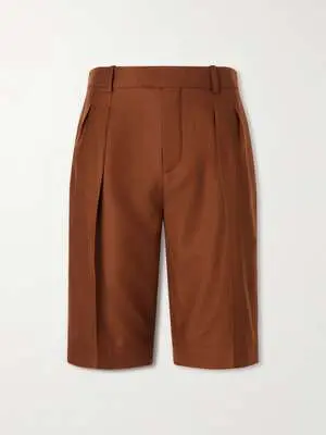 Saint Laurent Pleated Cashmere Shorts - Red