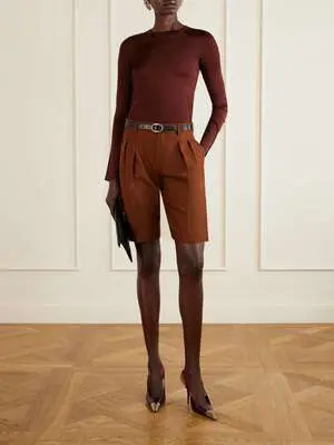 Saint Laurent Pleated Cashmere Shorts