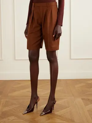 Saint Laurent Pleated Cashmere Shorts - Red