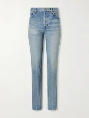 Saint Laurent High-rise Straight-leg Selvedge Denim Jeans - Blue