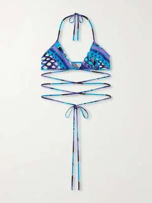 Emilio Pucci Printed Triangle Bikini Top - Turquoise