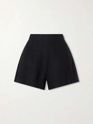 Posse Perri Pleated Linen Shorts - Black