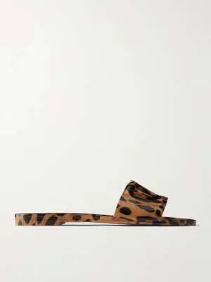 Dolce & Gabbana Bianca Logo-embossed Leopard-print Rubber Flats - Leopard Print