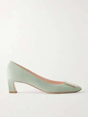 ROGER VIVIER Belle Vivier Trompette 45 Suede Pumps - Mint